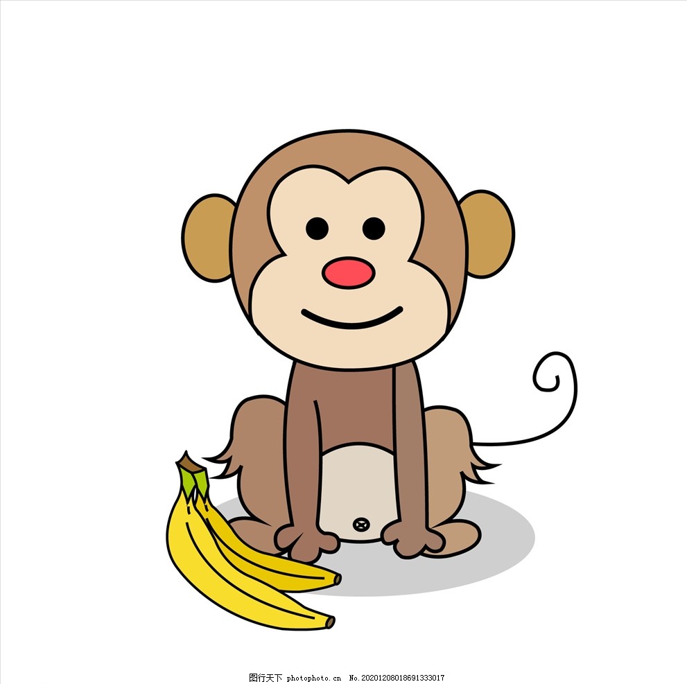 猴子和香蕉图片_动漫卡通_插画绘画-图行天下素材网